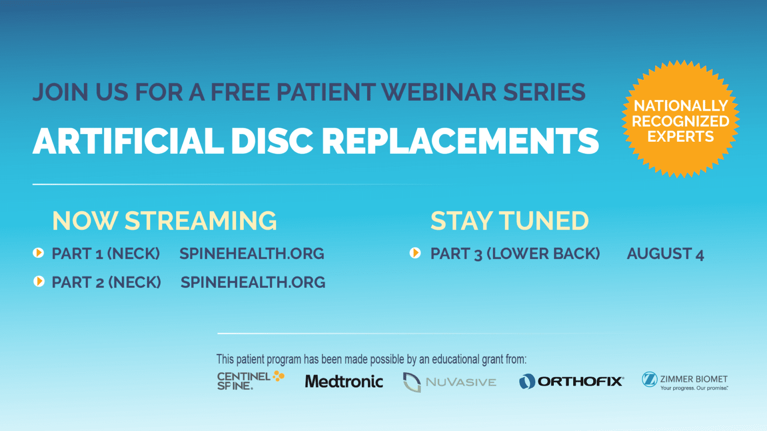 Join Us: Artifical Disc Replacement Webinar Series | National Spine ...